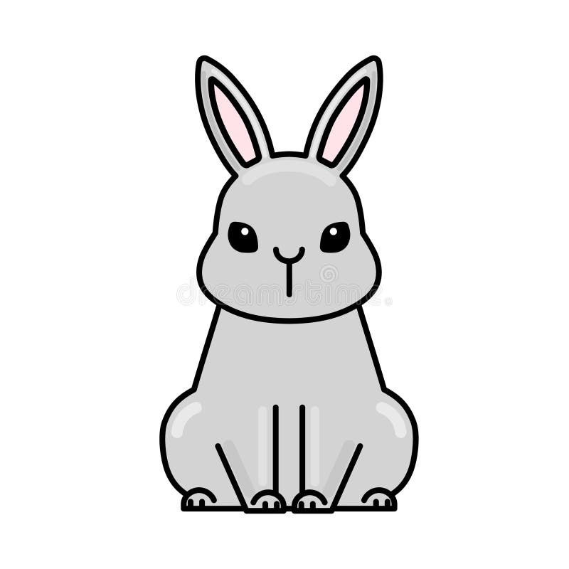 Cute Easter Bunny Sitting on the Ground. Cute Rabbit in Cartoon Style ...