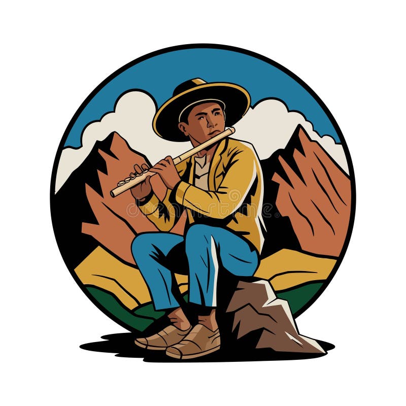 Peruvian Flutist Vector Art Illustration Stock Vector - Illustration of ...