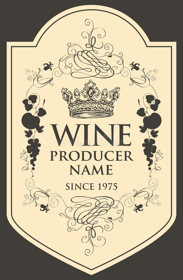 Wine Labels with Hand-drawn Bunches of Grapes Stock Illustration ...