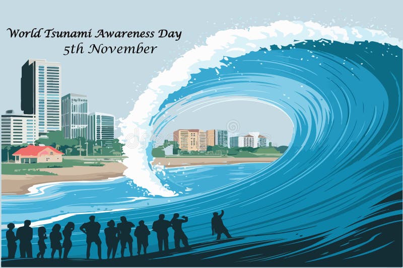 World Tsunami Awareness Day Vector Illustration Stock Vector ...