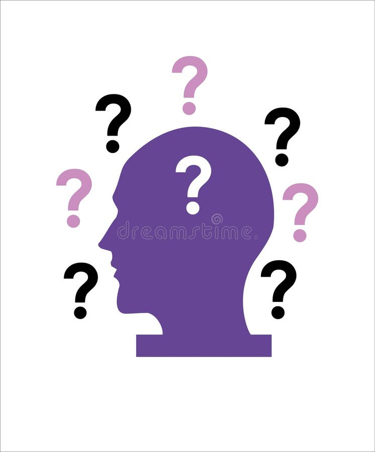 Vector Illustration of a Head and Question Marks, Showing of Over ...