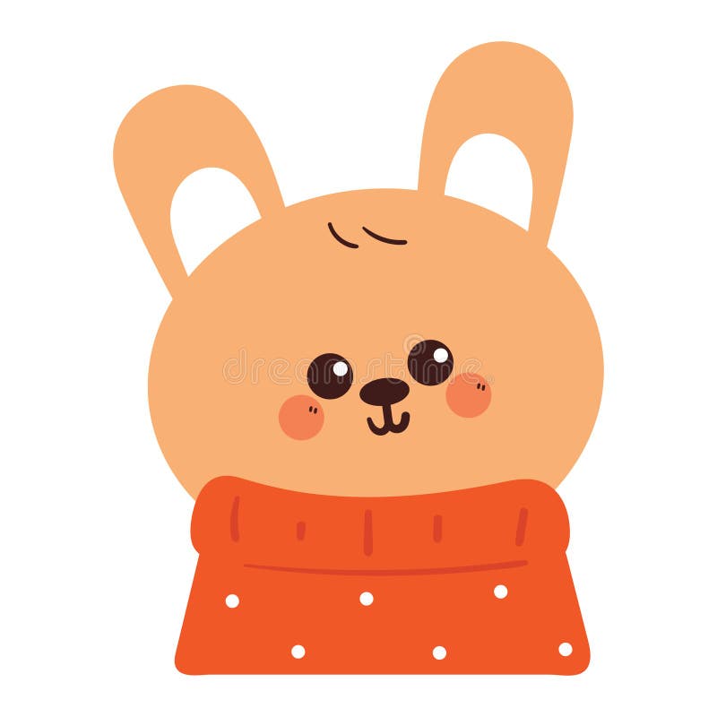 Cute Cartoon Drawing Bunny Wearing Orange Sweater for Winter Day Stock ...