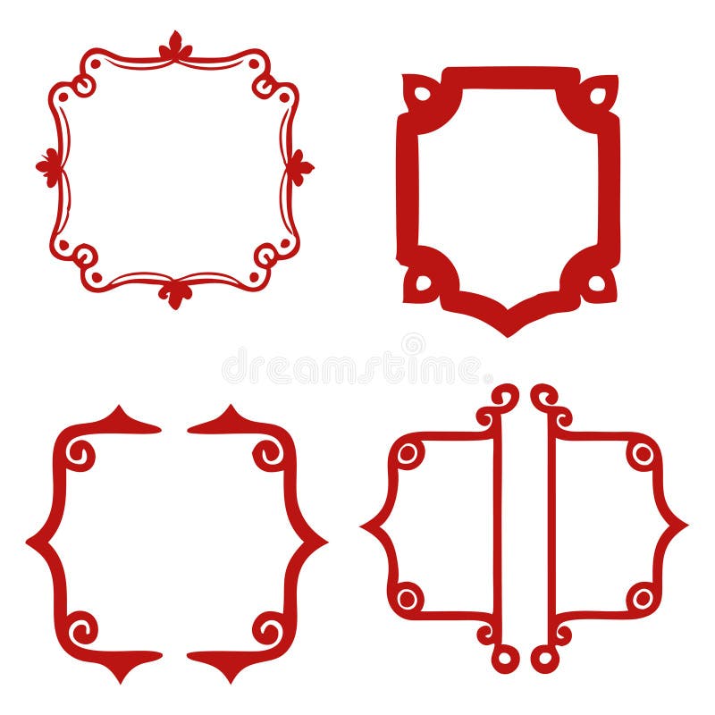 Set of Vintage Corner Frames Vector Illustration. Stock Vector ...
