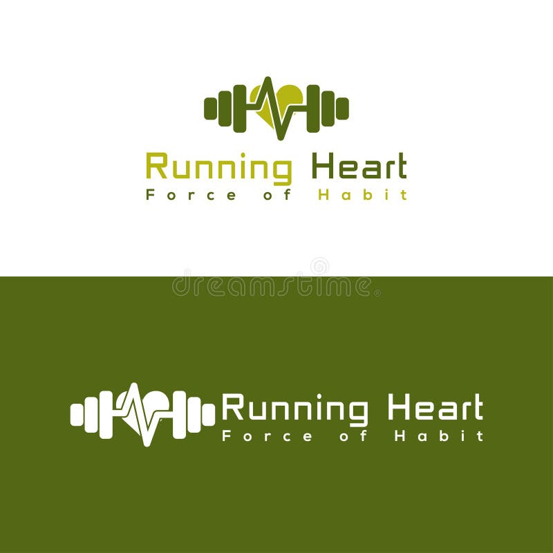 Running Heart Fitness Logo Design in Vector Template Stock Vector ...
