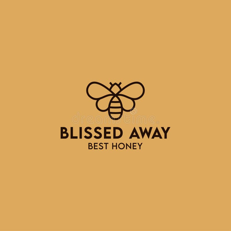 Blissed Away Honey Bee Minimalist Logo Design in Vector Template Stock Vector - Illustration of ...