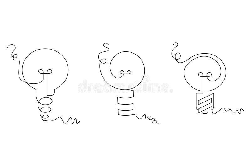 One Line Art Light Bulb Vector Illustration Stock Vector - Illustration ...