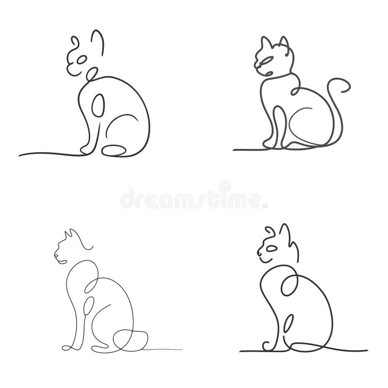 Cat Animal One Lines Art Vector Design Graphic Illustration One Line ...