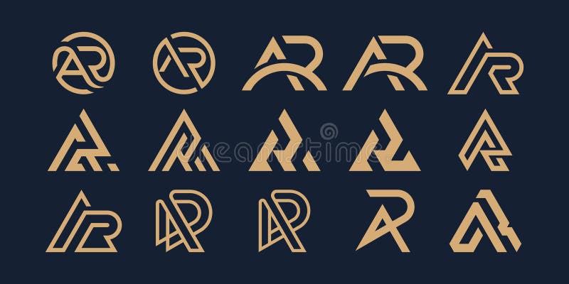 Set of Monogram Initial Letter AR RA, Design Logo Inspiration Stock ...