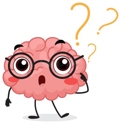 Cute Cartoon Brain with Question Mark, Isolated on White Stock Vector ...