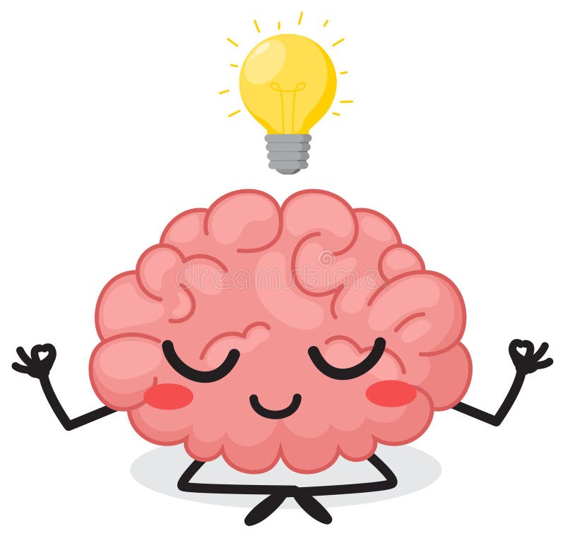 Healthy Cute Brain Cartoon Meditating Stock Illustration - Illustration ...
