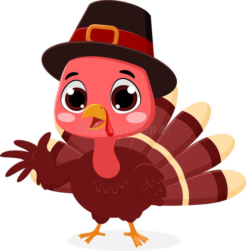 Happy Thanksgiving Day with Funny Pilgrim Turkey Cartoon Presenting ...