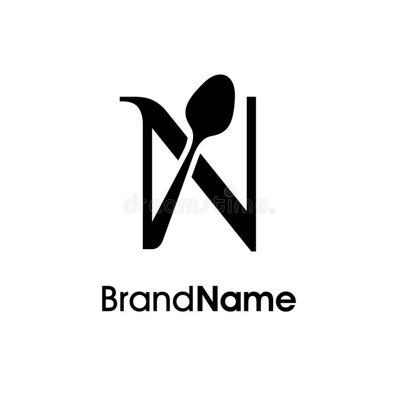 Simple and Unique Initial N Spoon Logo Stock Illustration ...