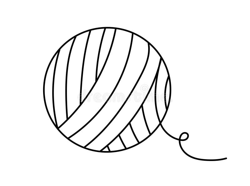 Ball of Threads. Outline, Doodle, Line Art. Vector Flat Illustration ...