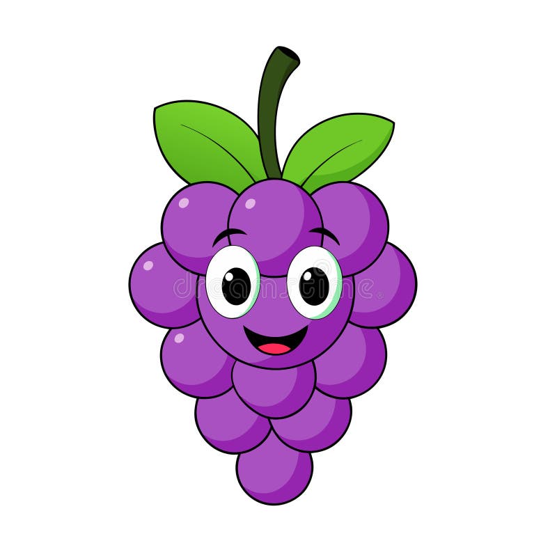 3d Rendering of Beautiful Colorful Grape Cartoon Stock Vector ...