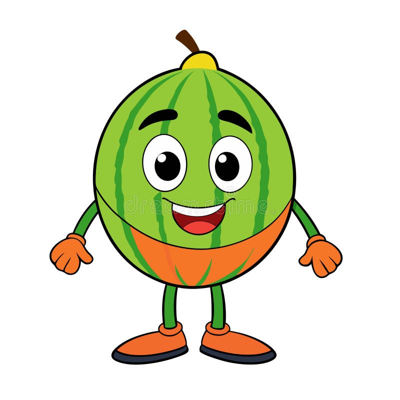 3d Rendering of Beautiful Colorful Melon Cartoon Stock Vector ...