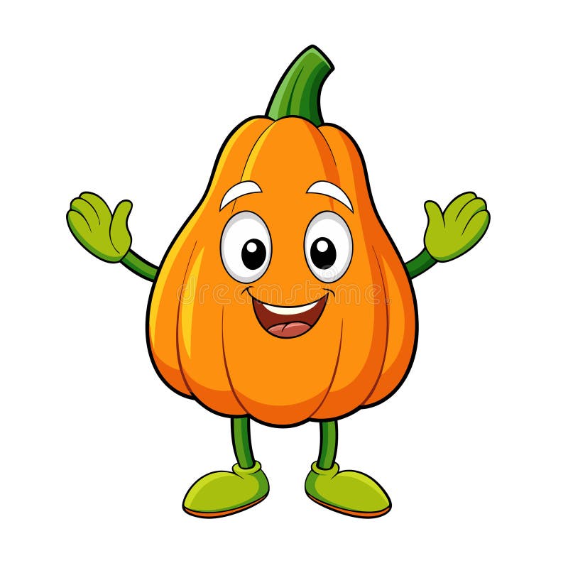 3d Rendering of Beautiful Colorful Pumpkin Cartoon Stock Illustration ...