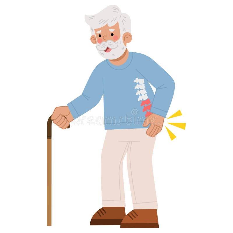 Vector Illustration of Elderly Man with Back Pain Stock Vector ...