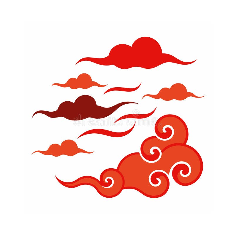 Traditional Chinese Art Style Vector – Cloud and Wind Elements Stock ...