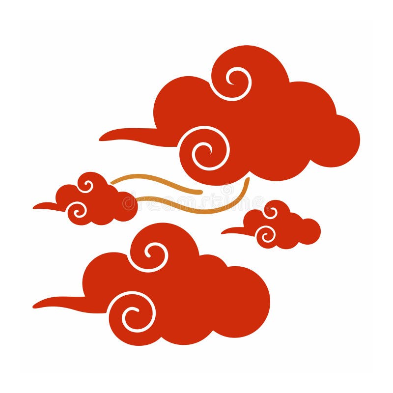 Traditional Chinese Art Style Vector – Cloud and Wind Elements Stock ...