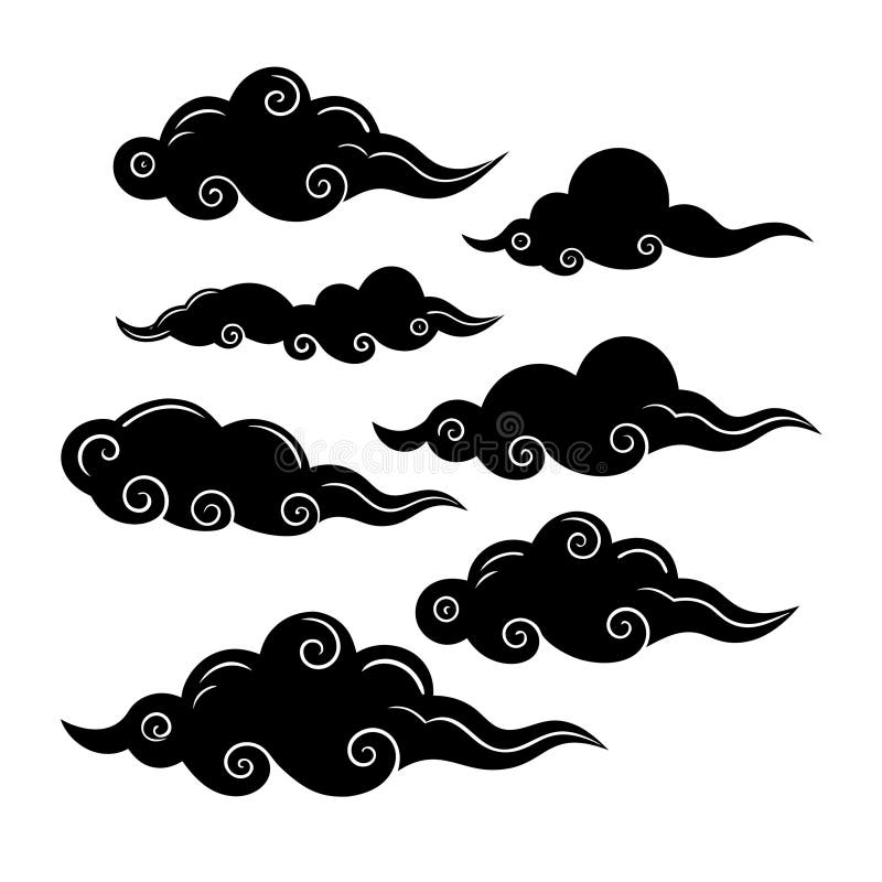 Traditional Chinese Art Style Vector – Cloud and Wind Elements Stock ...