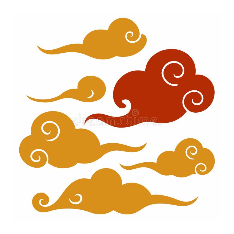 Traditional Chinese Art Style Vector – Cloud and Wind Elements Stock ...