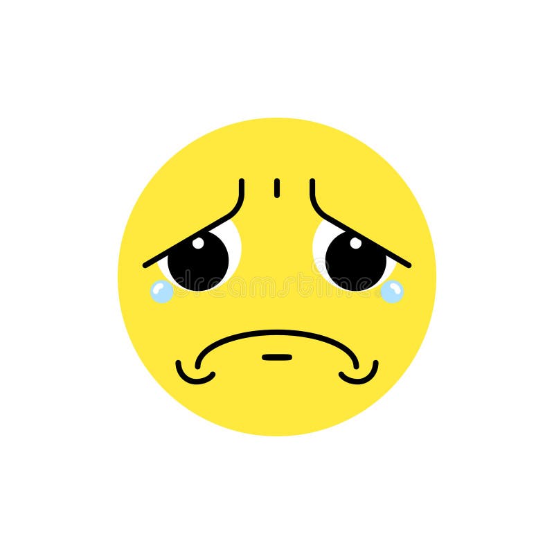 Sad , Depressed and Miserable Emoji Face with Tears. Stock Illustration ...
