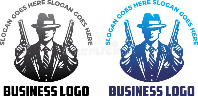 Mafia Mobster Gangster Logo Design Stock Vector - Illustration of ...