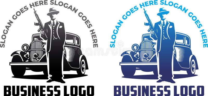 Mafia Mobster Gangster Logo Design Stock Vector - Illustration of ...
