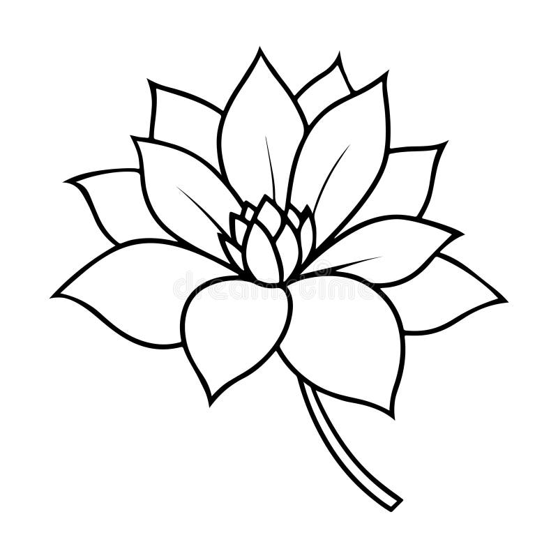 A Flower Outline Silhouette Vector is a Minimalistic Design Featuring ...