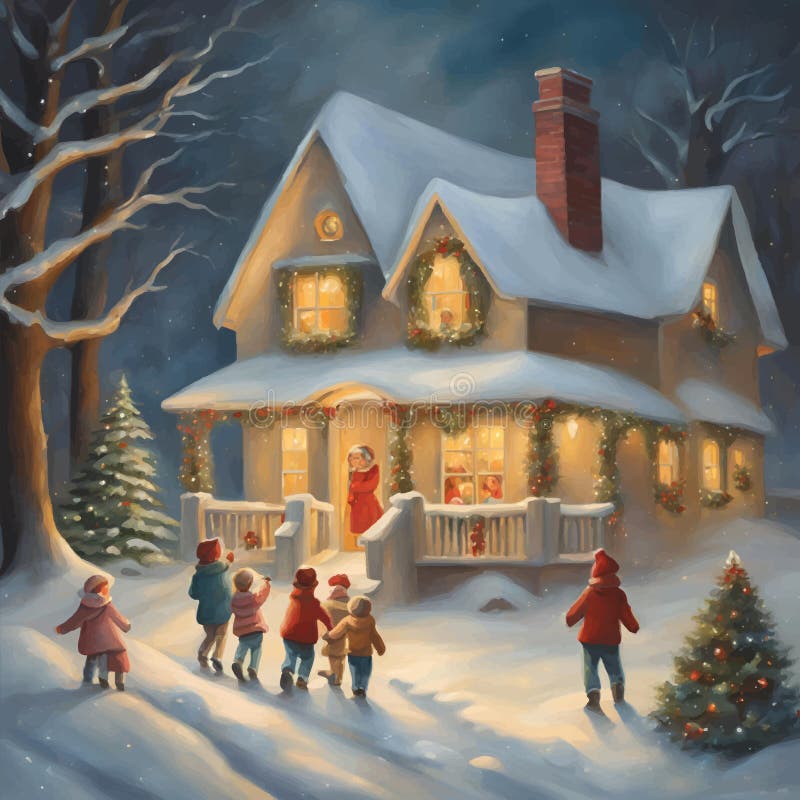 Collection of Beautiful Christmas Village Scene in Classical Landspace ...