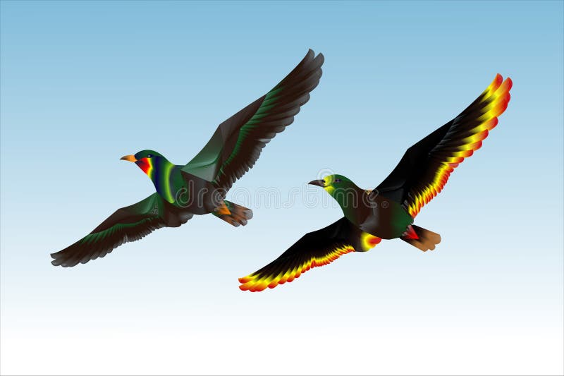 Flying Birds 3d Vector Illustration, Gradient Color Blending ...
