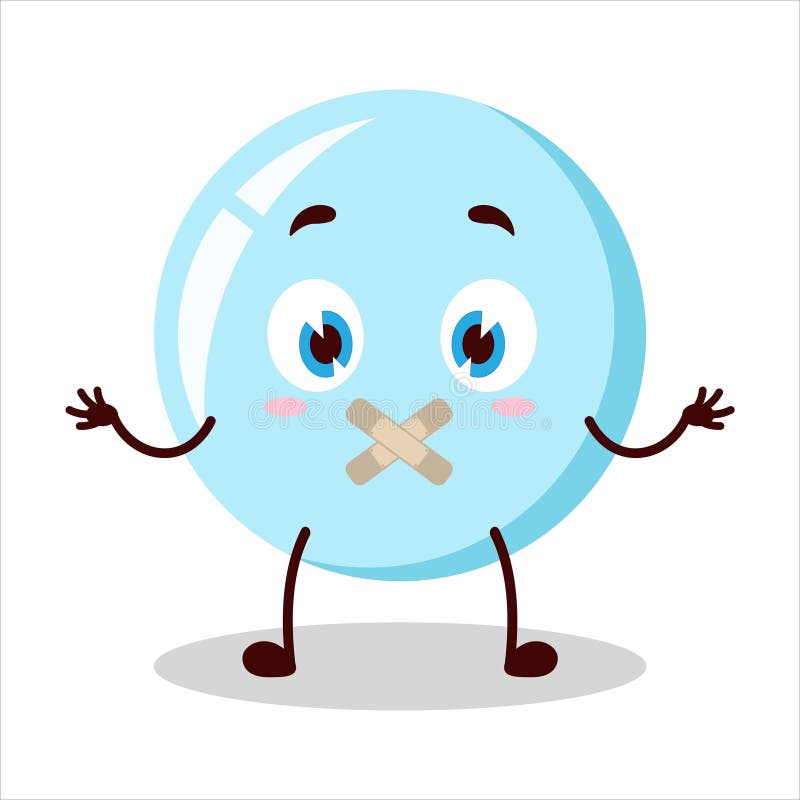 Cute Shut Up Expression of Bubble Mouth Closed with Plaster Cartoon ...