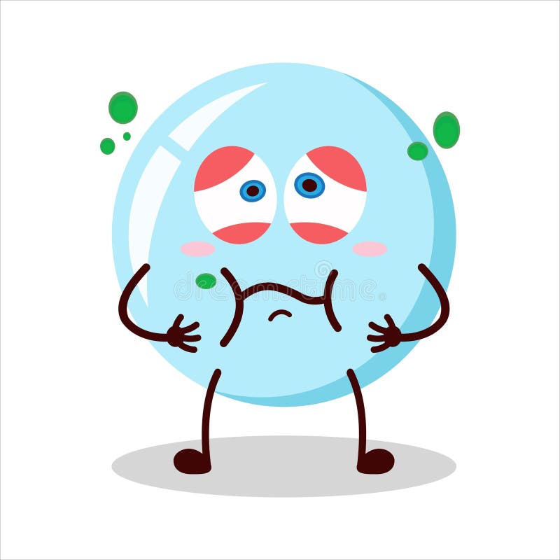 Cute Sick Expression of Bubble Cartoon Character Stock Vector ...