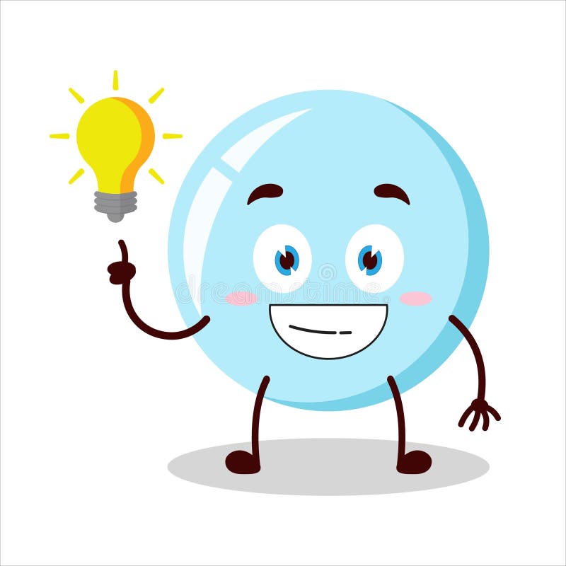 Cute Creative Expression of Bubble with Shiny Lamp Cartoon Character ...