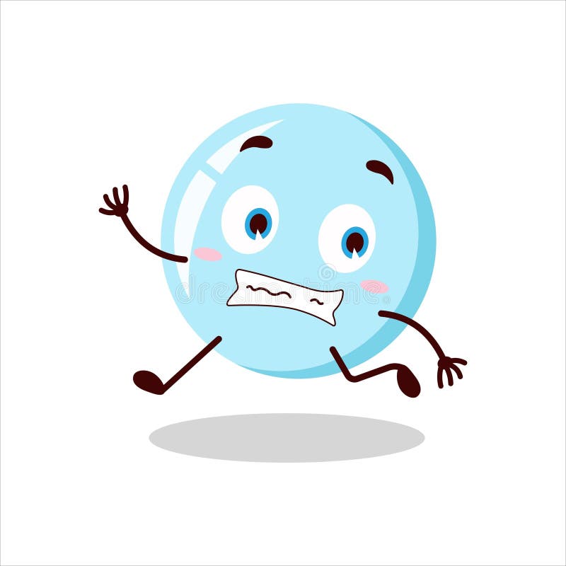 Cute Terrified Running Expression of Bubble Cartoon Character Stock ...