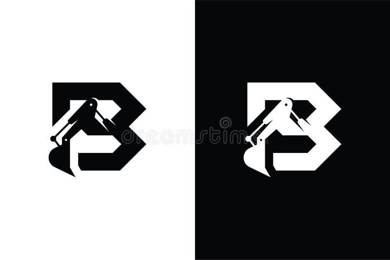 Creative Excavator with Initial Letter B Vector Logo Design Stock ...