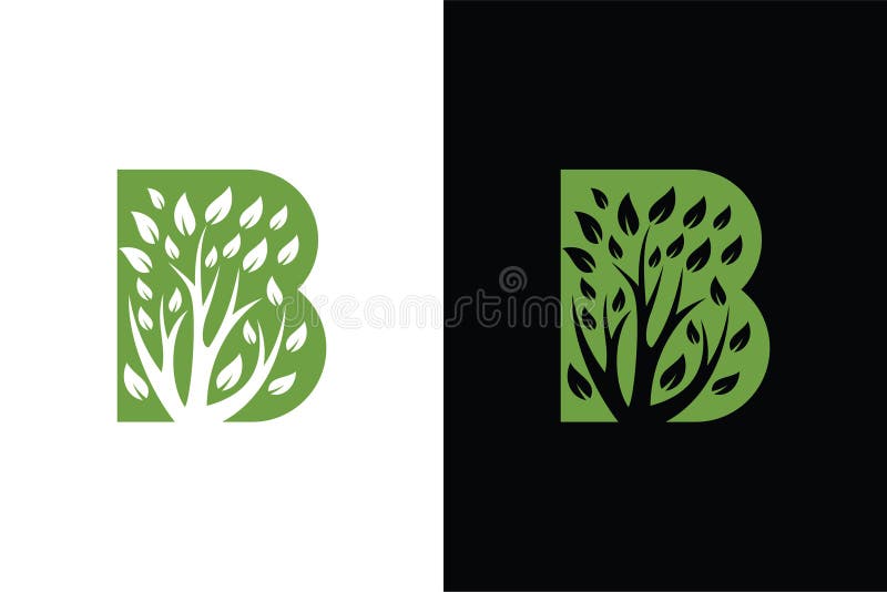 Initials Letter B for Natural Leaf Tree Branch Logo Design Inspiration ...