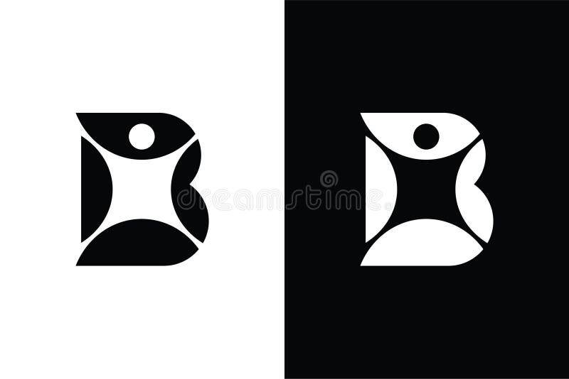 Initial Letter B with Happy Person People Human, Logo Design Vector ...