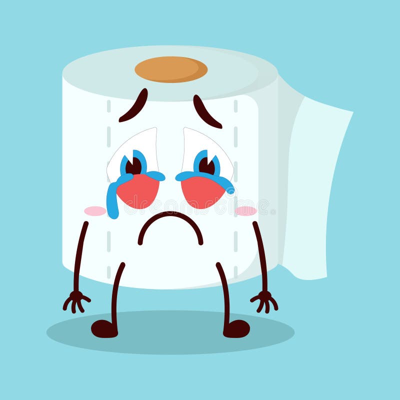 Cute Cry Expression of Toilet Paper Character Stock Vector ...