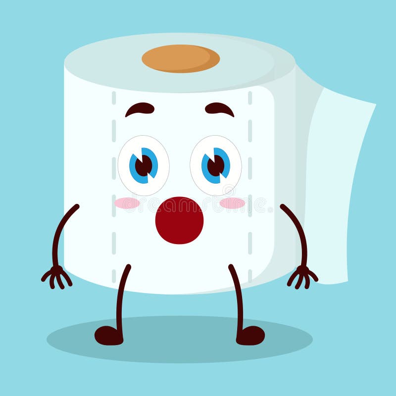 Cute Shocked Expression of Toilet Paper Character Stock Vector ...