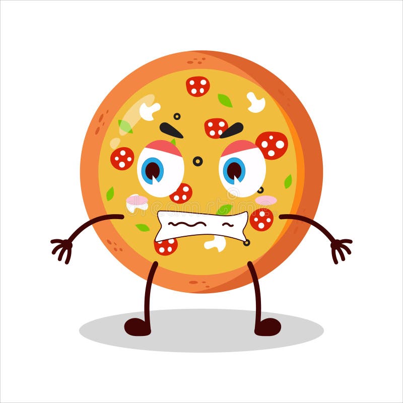 Cute Angry Expression of Pizza Character Stock Vector - Illustration of ...