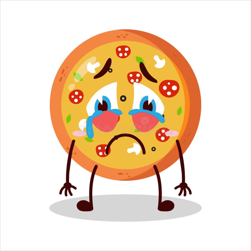 Cute Cry Expression of Pizza Character Stock Vector - Illustration of ...