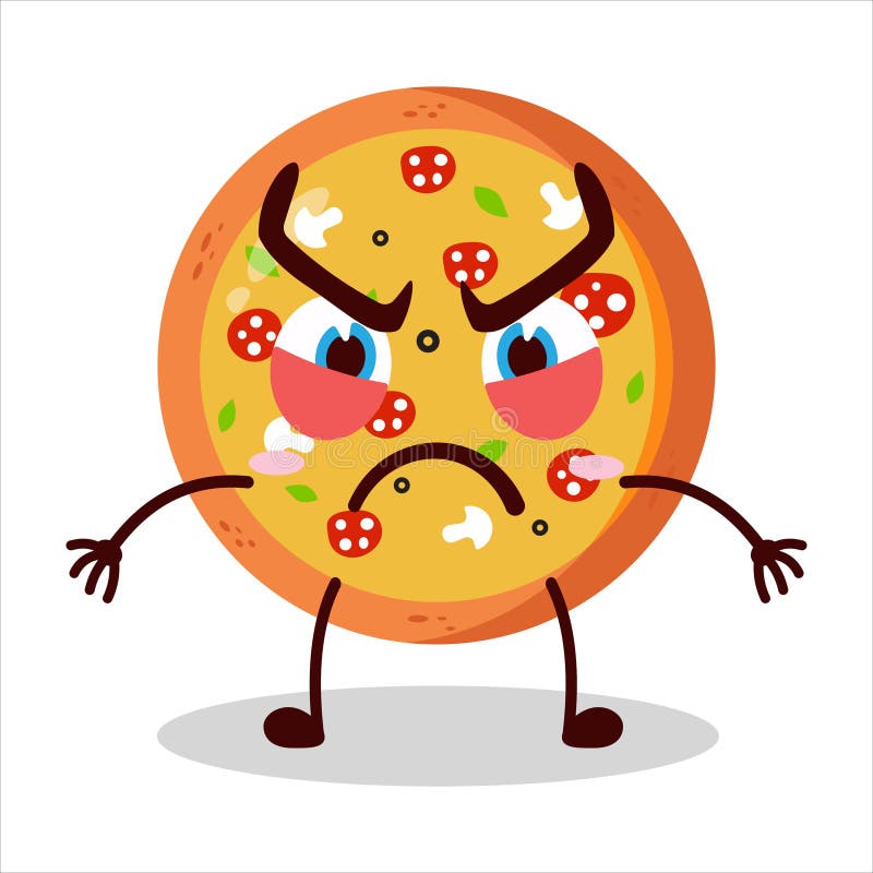 Cute Provoked Expression of Pizza Character Stock Vector - Illustration ...