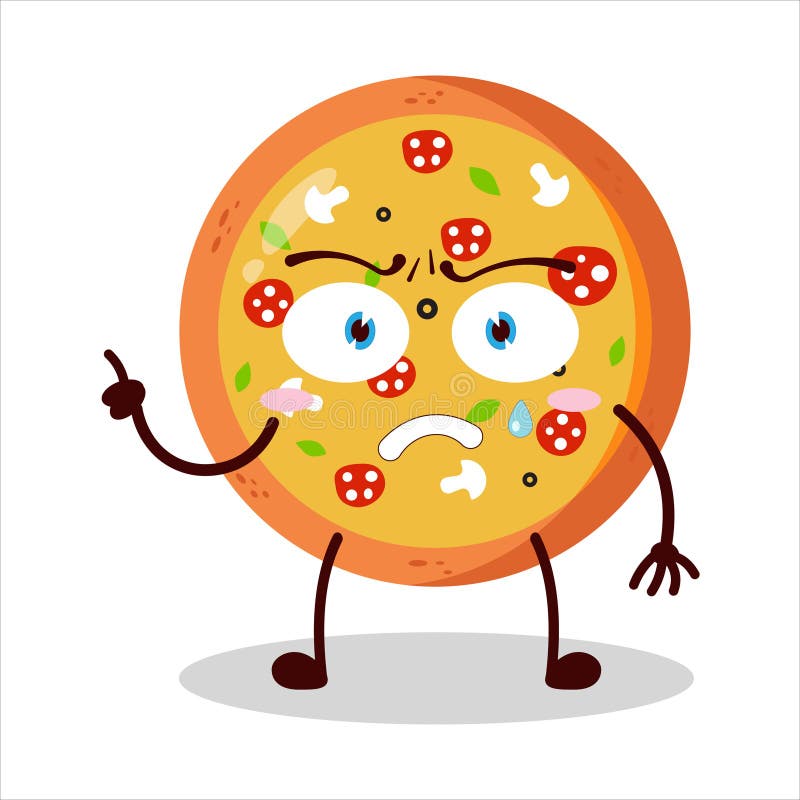 Cute Weird Expression of Pizza Character Stock Vector - Illustration of ...