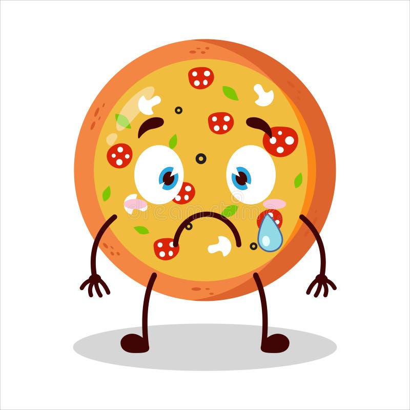 Cute Nervous Expression of Pizza Character Stock Vector - Illustration ...
