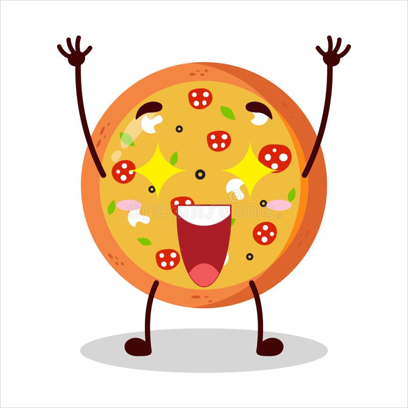 Cute Excited Expression of Pizza Character Stock Vector - Illustration ...