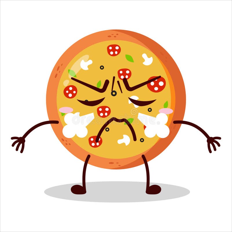 Cute Mad Expression of Pizza Character Stock Vector - Illustration of ...