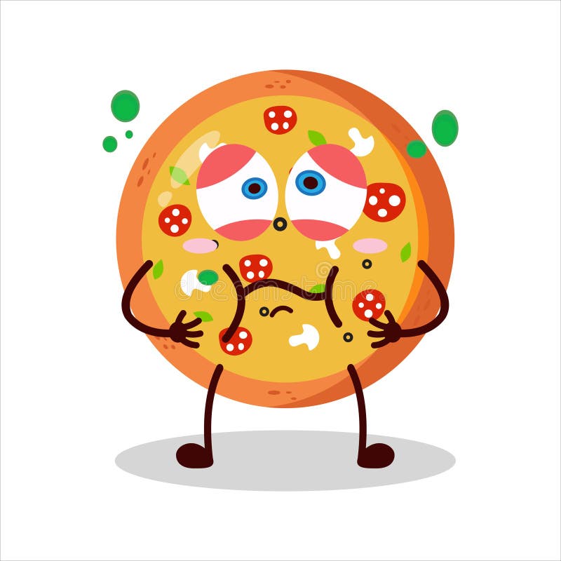 Cute Sick Expression of Pizza Character Stock Vector - Illustration of ...