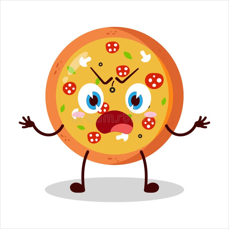 Cute Why Expression of Pizza Character Stock Vector - Illustration of ...