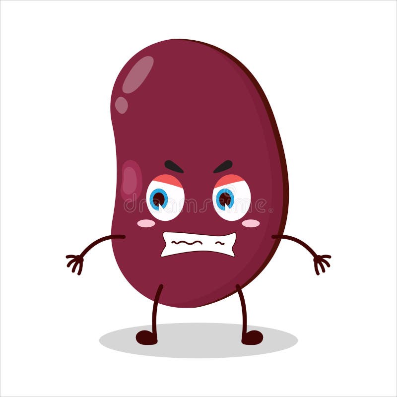 Cute Angry Expression of Red Bean Character Stock Vector - Illustration ...